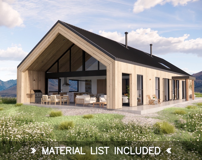 30' X 46' Modern Lean Cottage Architectural Plans - Custom 1380SF 3 ...