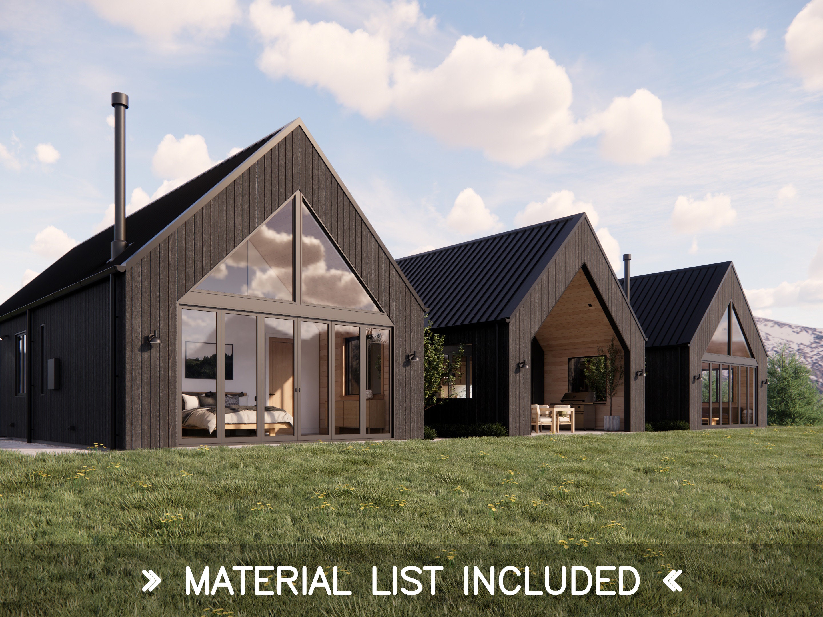 Trio House Plans – Modern Scandinavian Farmhouse – 4 Bedroom 2.5 Bath, 2364 SQFT - Etsy