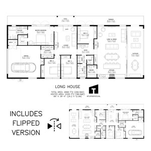 Long House Plans Modern Scandinavian Barn 2868 SQ FT 4 Bedroom 2.5 Bath ...