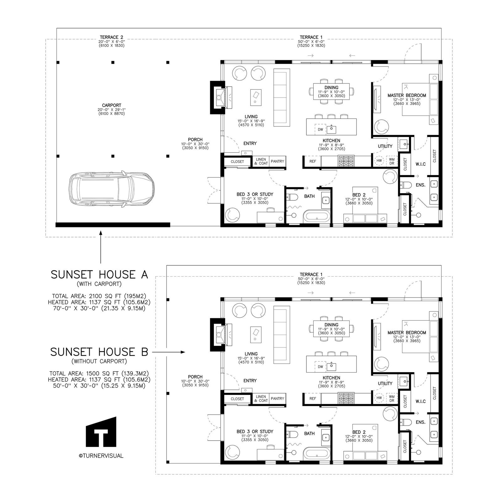 Sunset House Plans – Mid-century Modern Barndominium – 3 Bedroom 2 Bath ...
