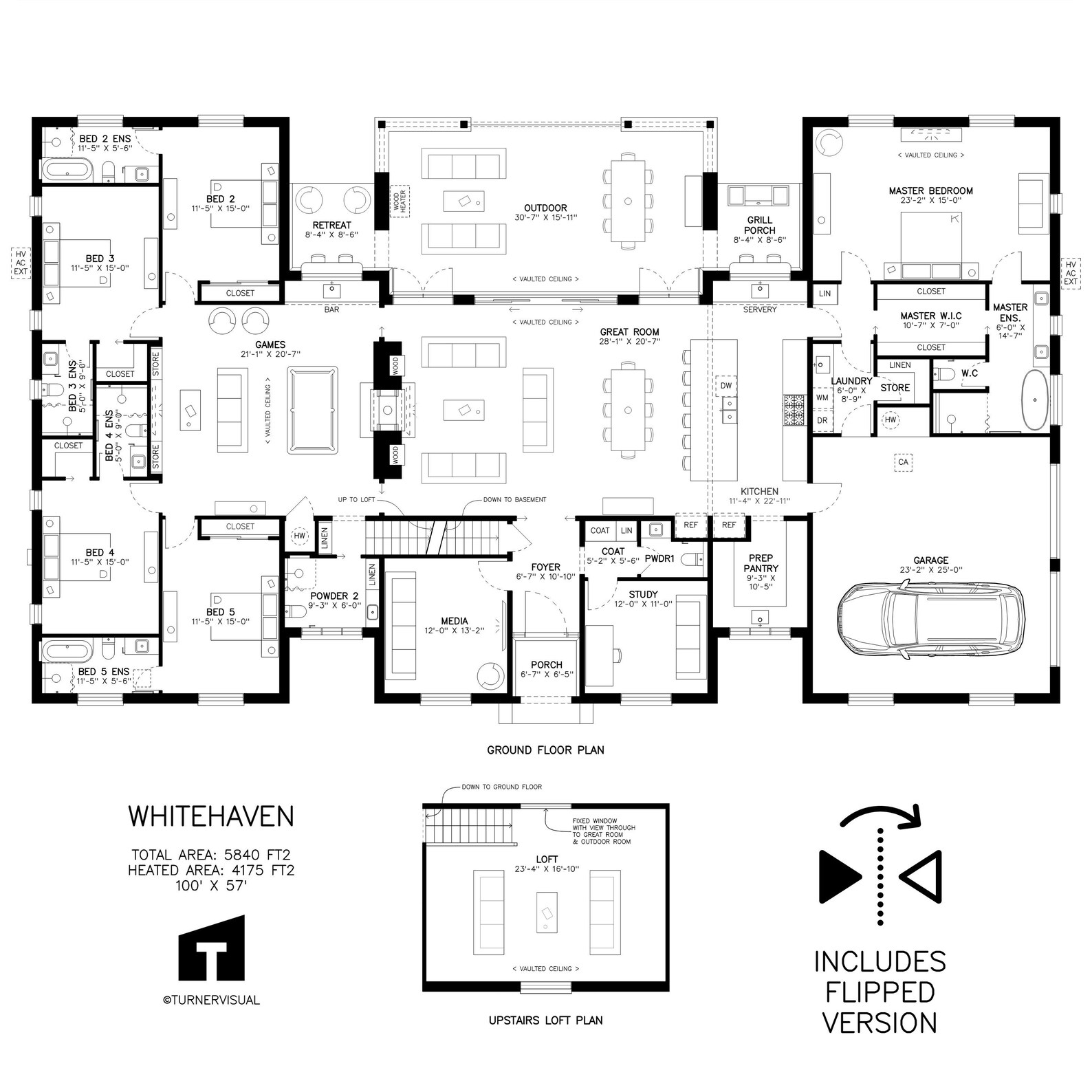 Whitehaven House Plans – Modern Farmhouse Ranch With Loft – 5 Bedroom 6 ...