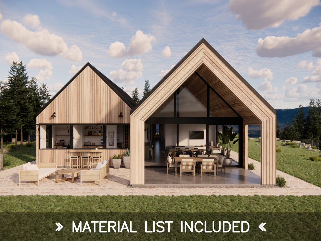 Twin Gable House Plans – Modern Scandinavian Barn – 4 Bedroom 2.5 Bath ...