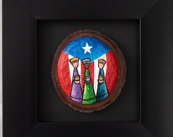 Recycled Paper Three Kings With the Puerto Rico Flag in Framed | Etsy