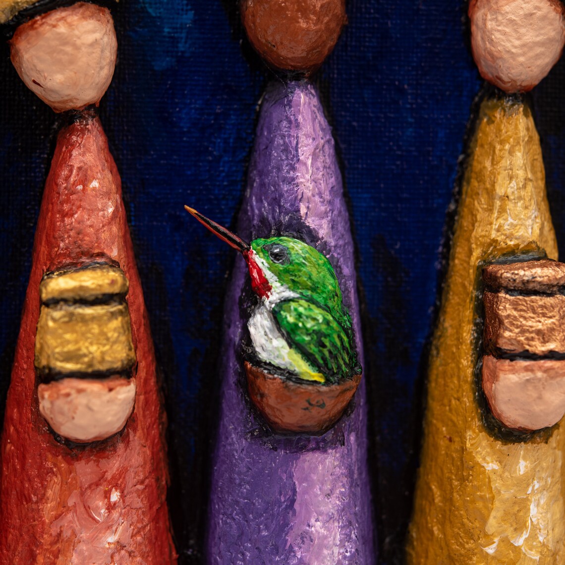 Recycled Paper Three Kings With a San Pedrito Bird in a Framed - Etsy