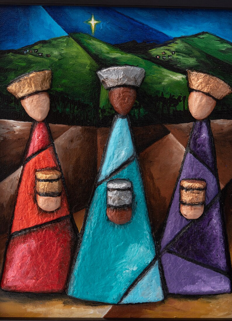 Framed Three Kings in Puerto Rico Recycled Paper Art Work in - Etsy