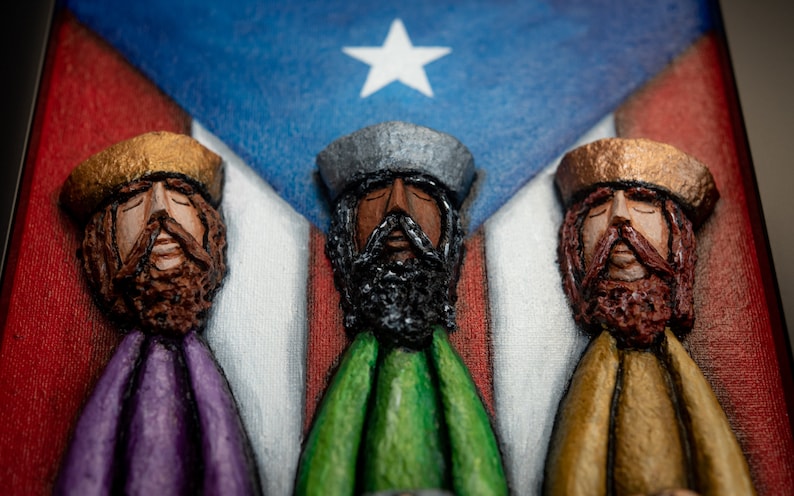 Recycled Paper Traditional Three Kings With the Puerto Rico Flag in ...