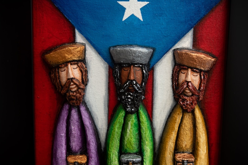 Recycled Paper Traditional Three Kings With the Puerto Rico Flag in ...