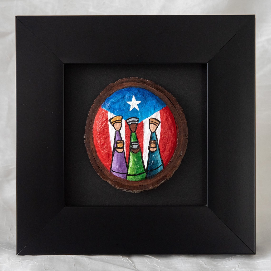 Three Kings With the Puerto Rico Flag Recycled Paper Framed - Etsy