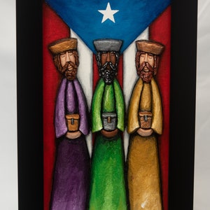 Recycled Paper Traditional Three Kings With the Puerto Rico Flag in ...