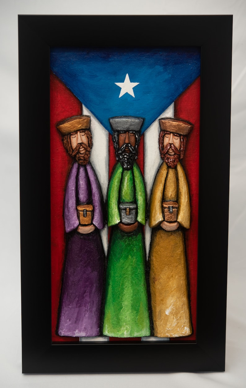 Recycled Paper Traditional Three Kings With the Puerto Rico Flag in ...
