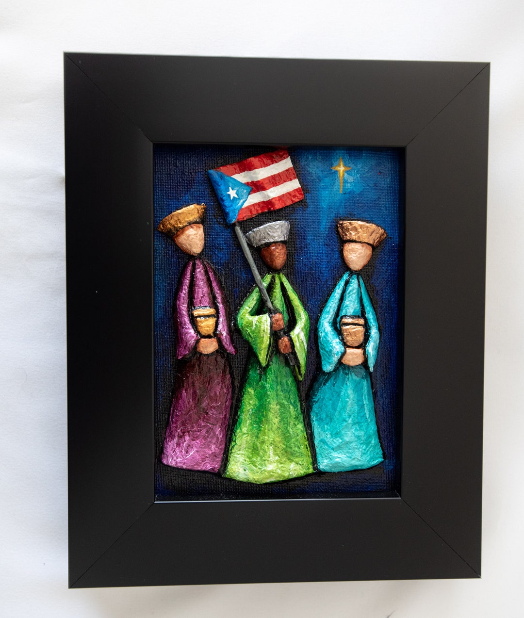 Proud Puerto Rico Flag Three Kings Recycled Paper Framed Art - Etsy