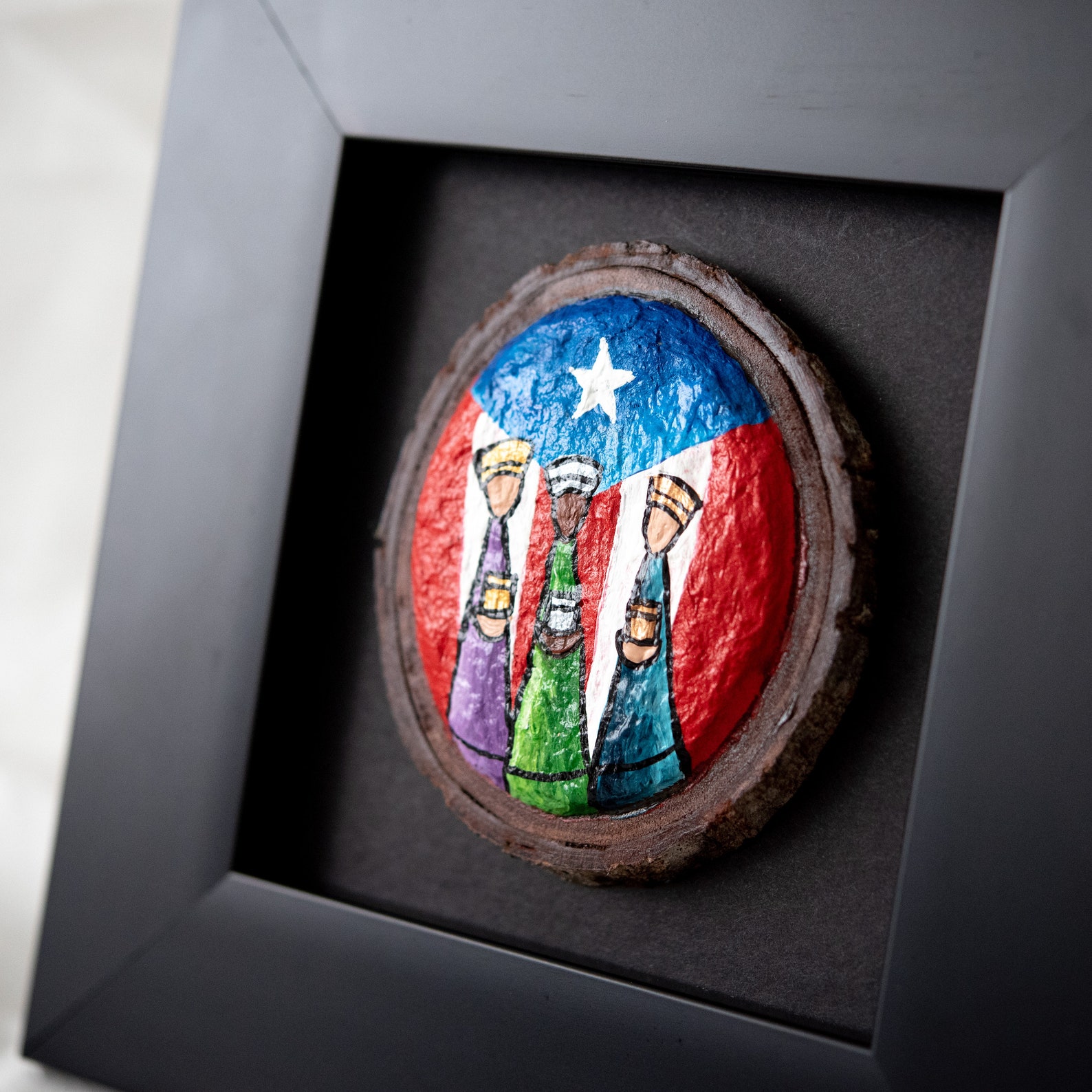 Three Kings With the Puerto Rico Flag Recycled Paper Framed - Etsy