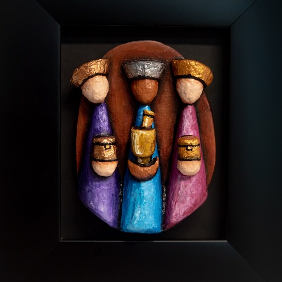 Recycled Paper Three Kings With the Pilon Framed Art - Etsy