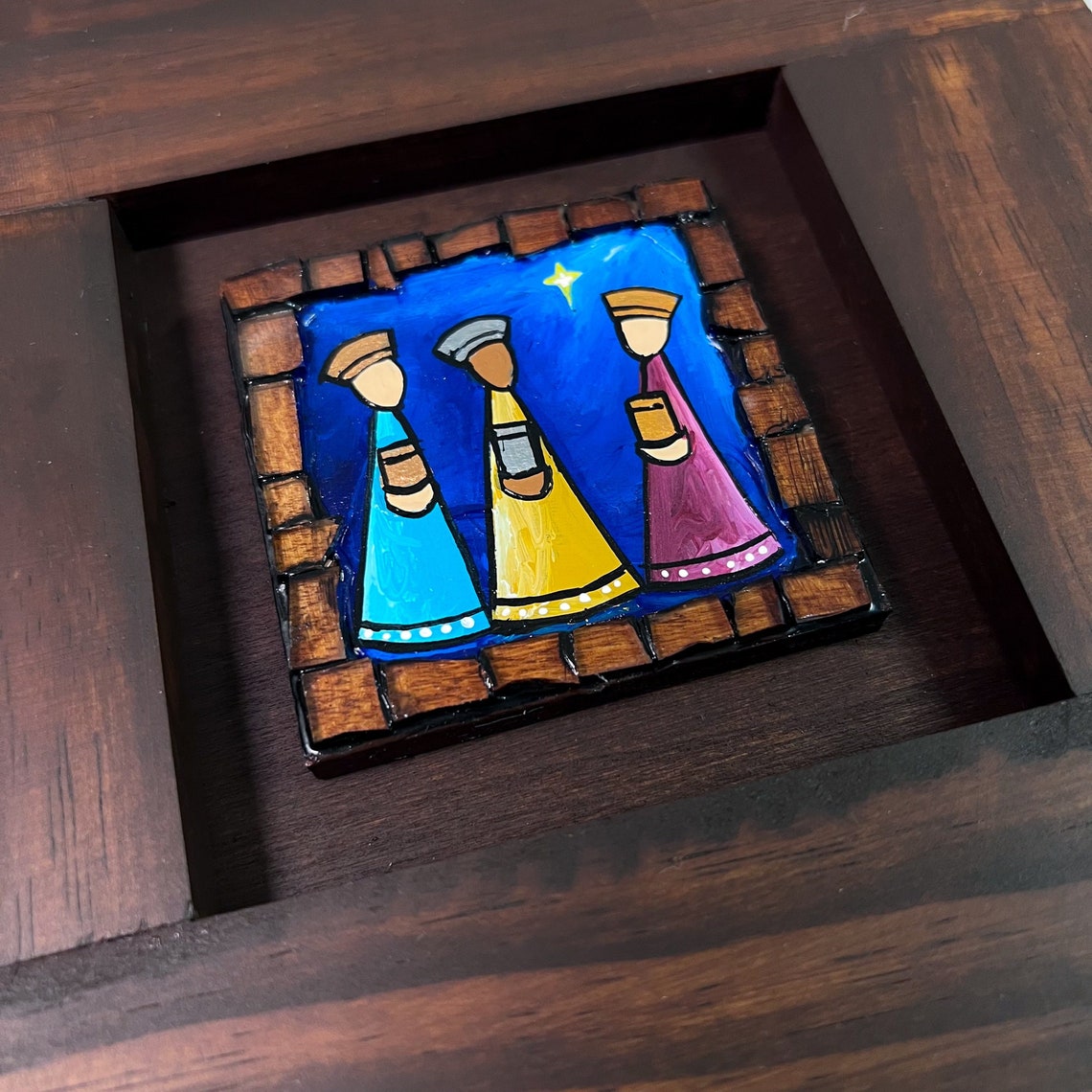 Three Kings Miniature Painting With Wood Frame - Etsy