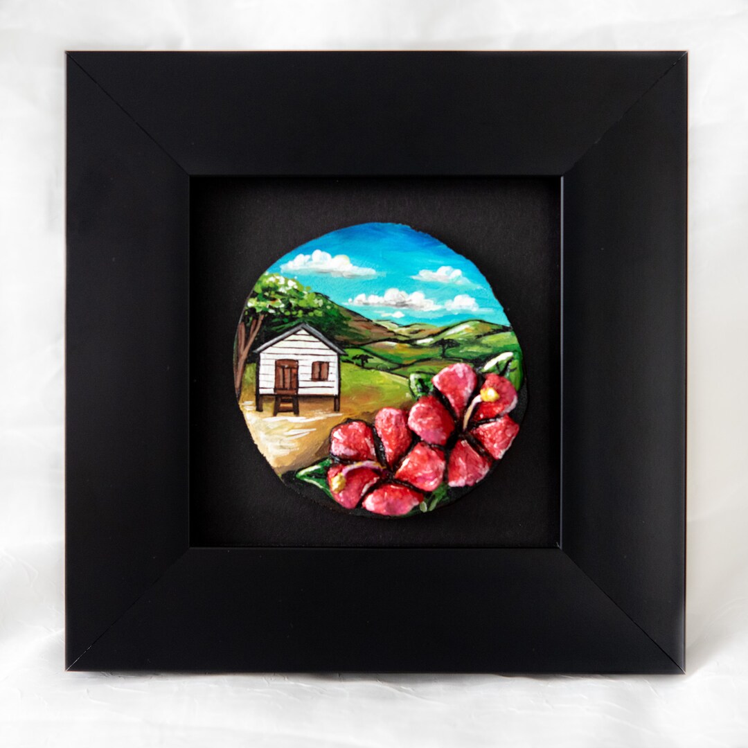 Landscapes of Puerto Rico in Recycled Paper Hibiscus Flower Framed Art ...
