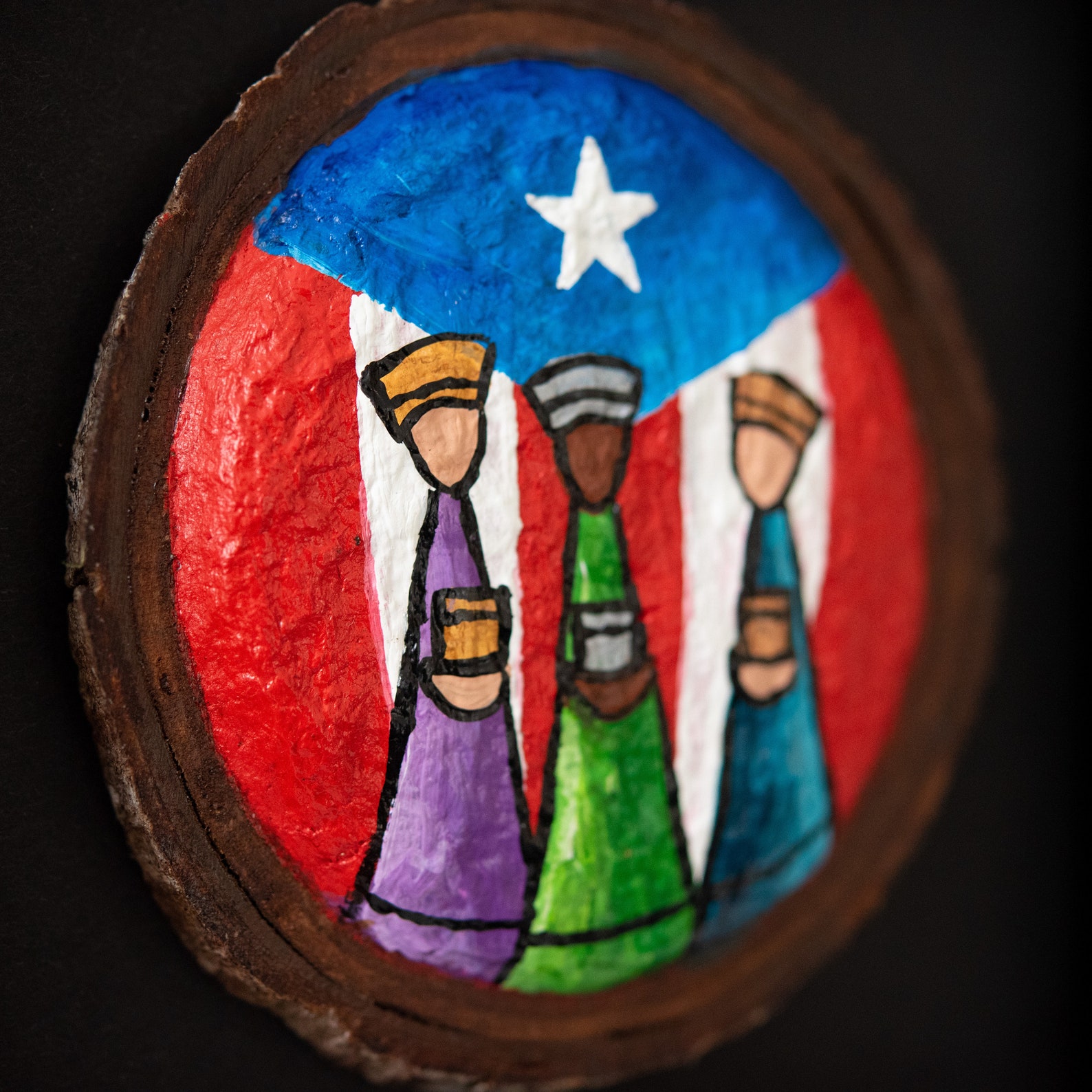 Three Kings With the Puerto Rico Flag Recycled Paper Framed - Etsy