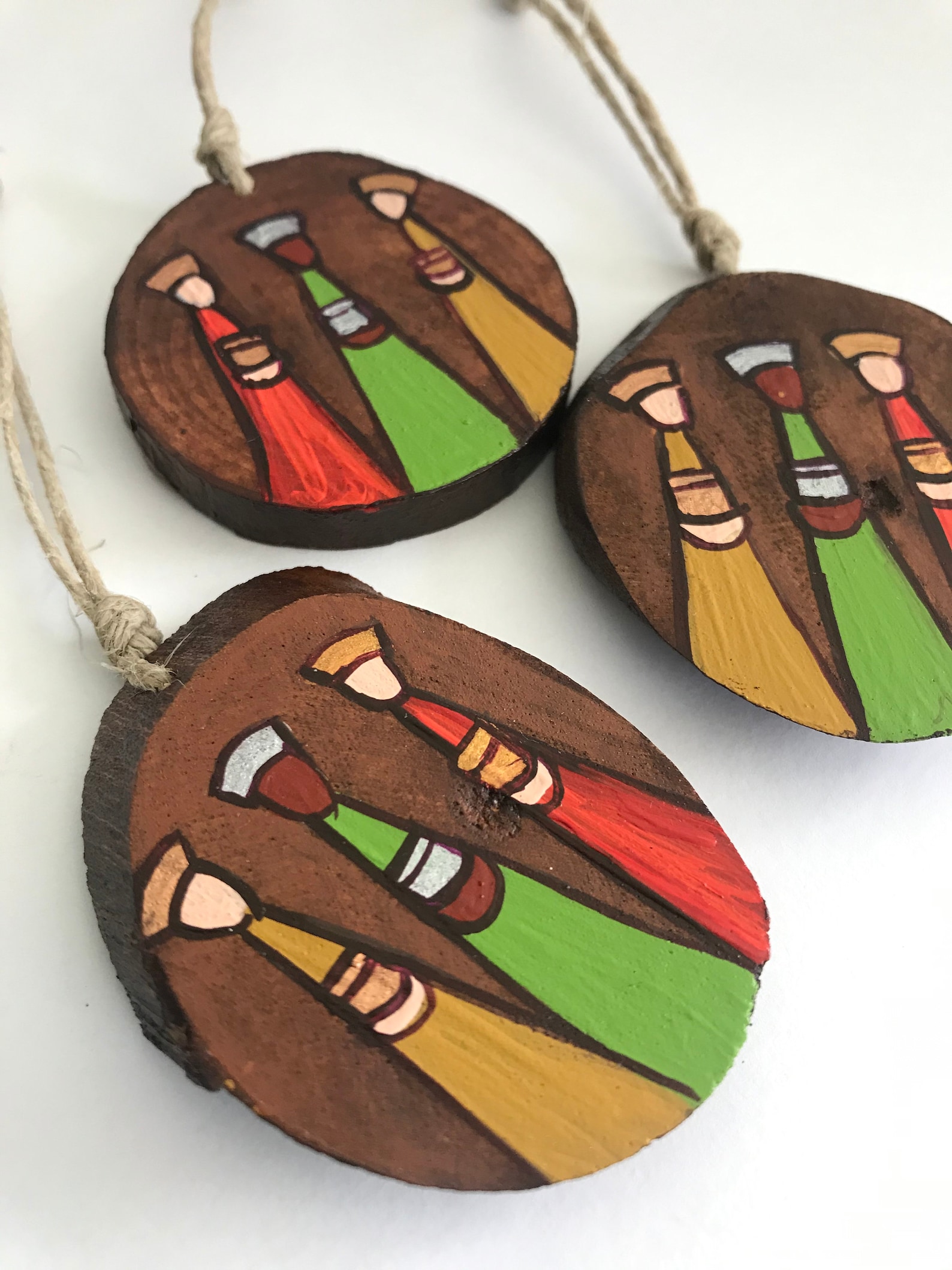 Small Painted Wood Round Set Three Kings Christmas Ornaments - Etsy
