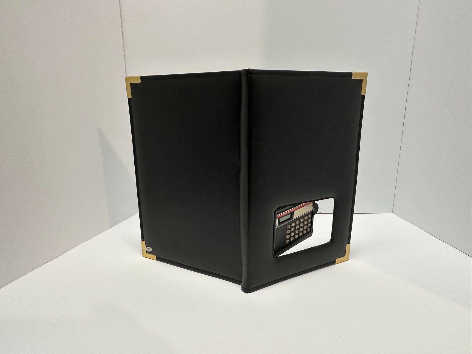 Vintage Black Faux Leather Folder Planner Organizer With Calculator 10 ...