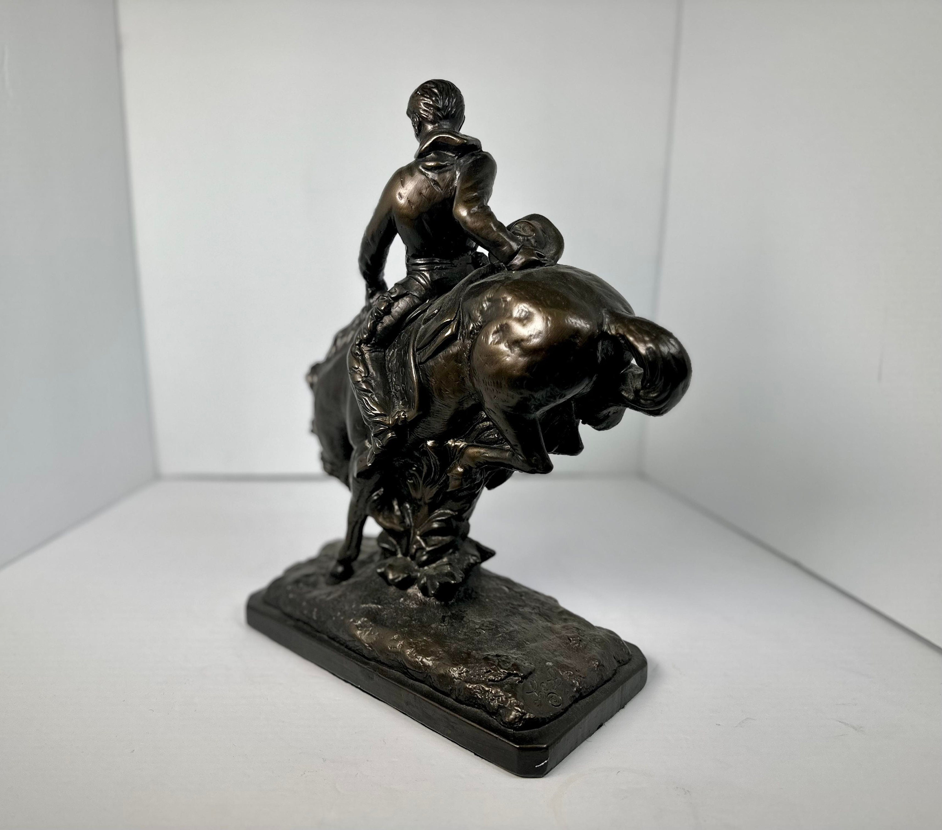 Cowboy on Bucking Horse Statue Porcelain - Etsy