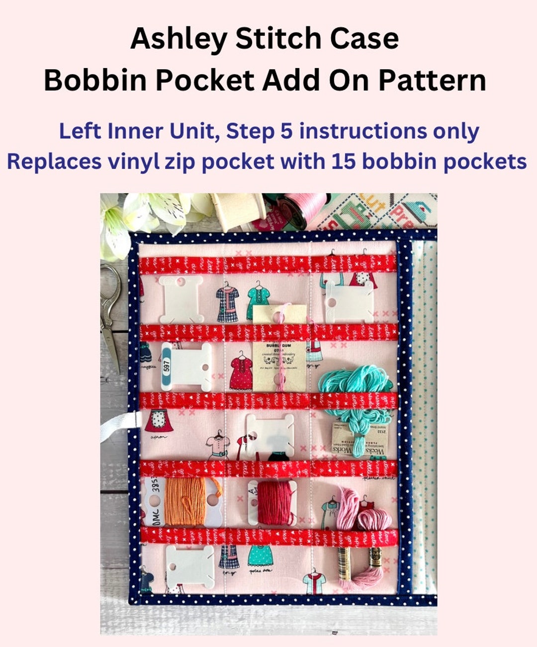 Ashley Case Add on ONLY, 15 Bobbin Pocket/the Ashley Stitch Case - Etsy
