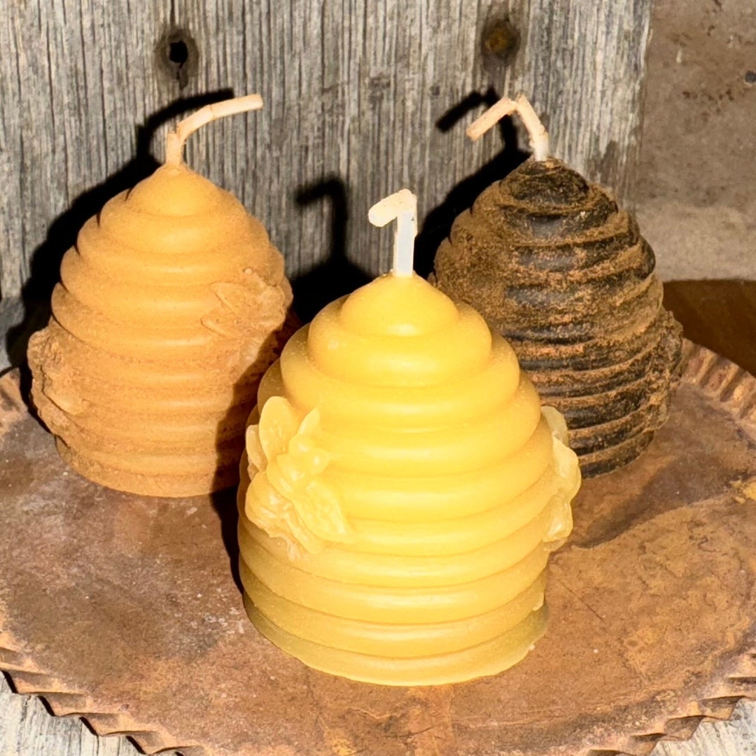 Primitive Beehive / Beeskep Votive Candle - 100% Pure Beeswax Grungy ...