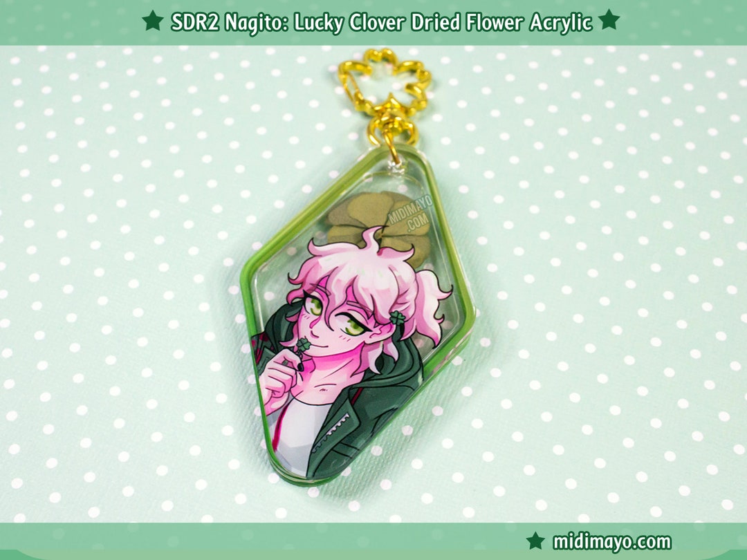 SDR2 Nagito Komaeda Dried Flower Clover Acrylic Charm - Etsy
