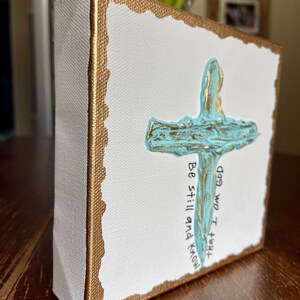 Hand Painted Textured Cross With Scripture Canvas Art Cross Art ...