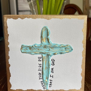 Hand Painted Textured Cross With Scripture Canvas Art Cross Art ...