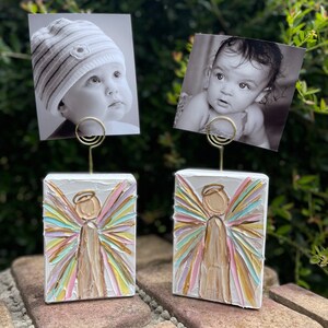 Guardian Angel Picture Frame Angel Painted Wood Block Art Textured Art ...