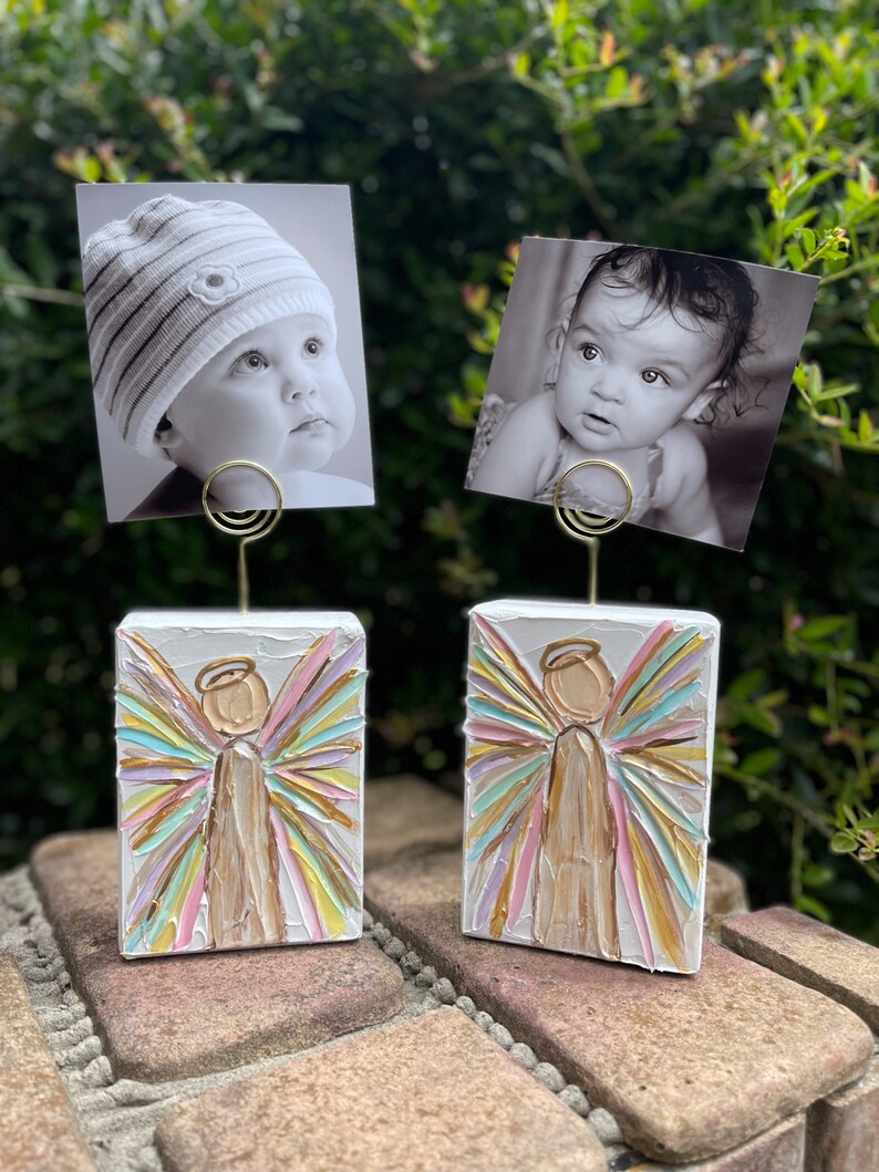 Guardian Angel Picture Frame Angel Painted Wood Block Art Textured Art ...