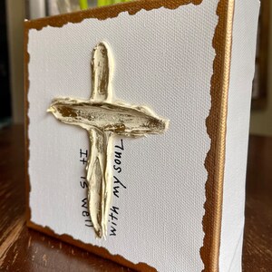 Hand Painted Textured Cross With Scripture Canvas Art Cross Art ...