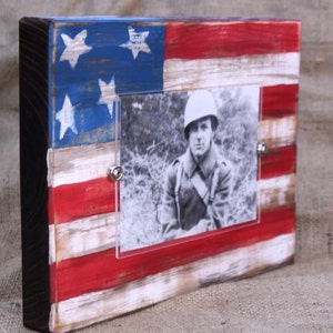 Wood Block Frame, Military Frame; American Flag; Distressed Picture ...