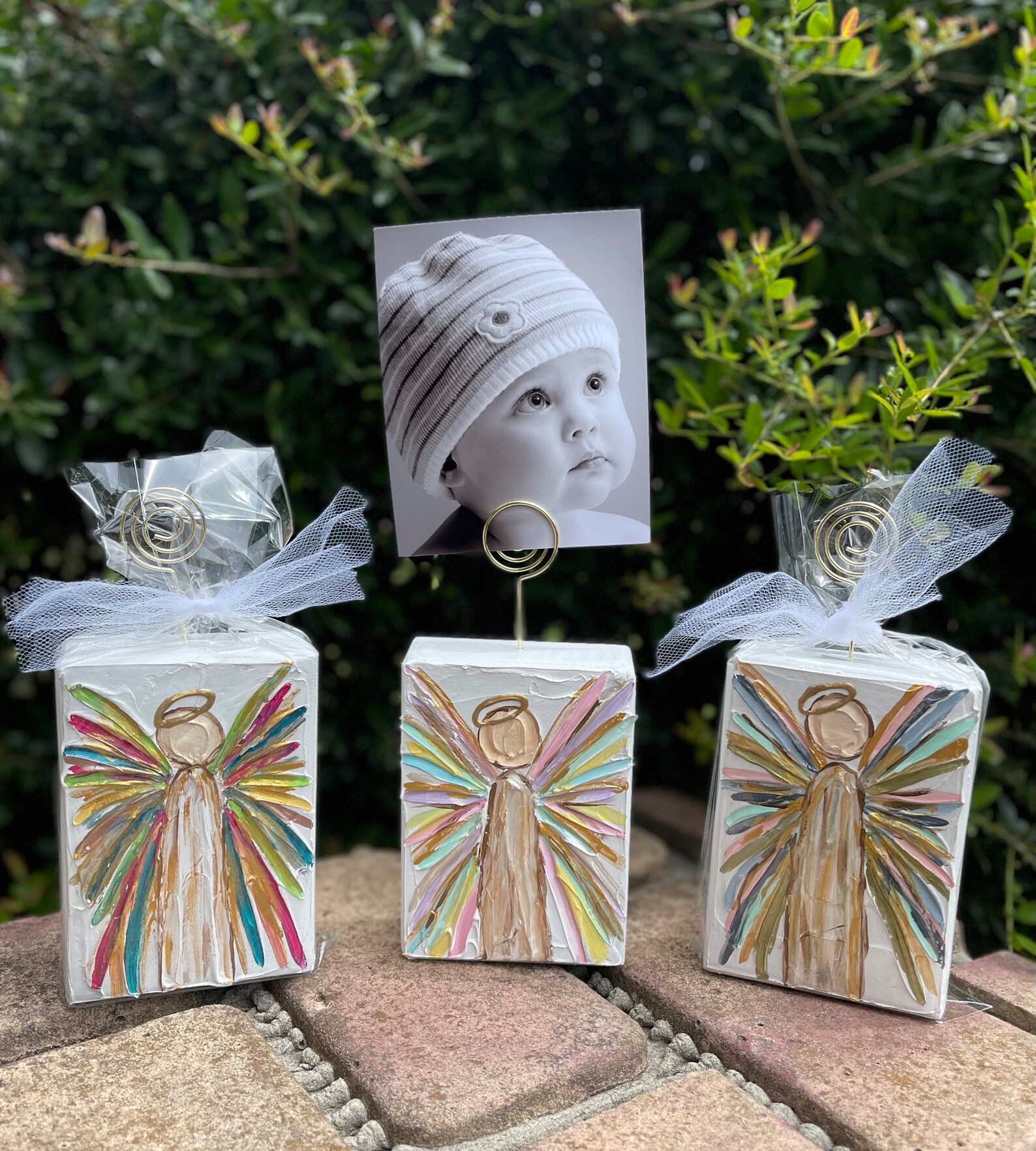 Guardian Angel Picture Frame Angel Painted Wood Block Art Textured Art ...