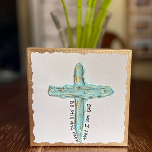 Hand Painted Textured Cross With Scripture Canvas Art Cross Art ...