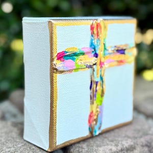 Textured Multicolored Cross on Canvas - Etsy