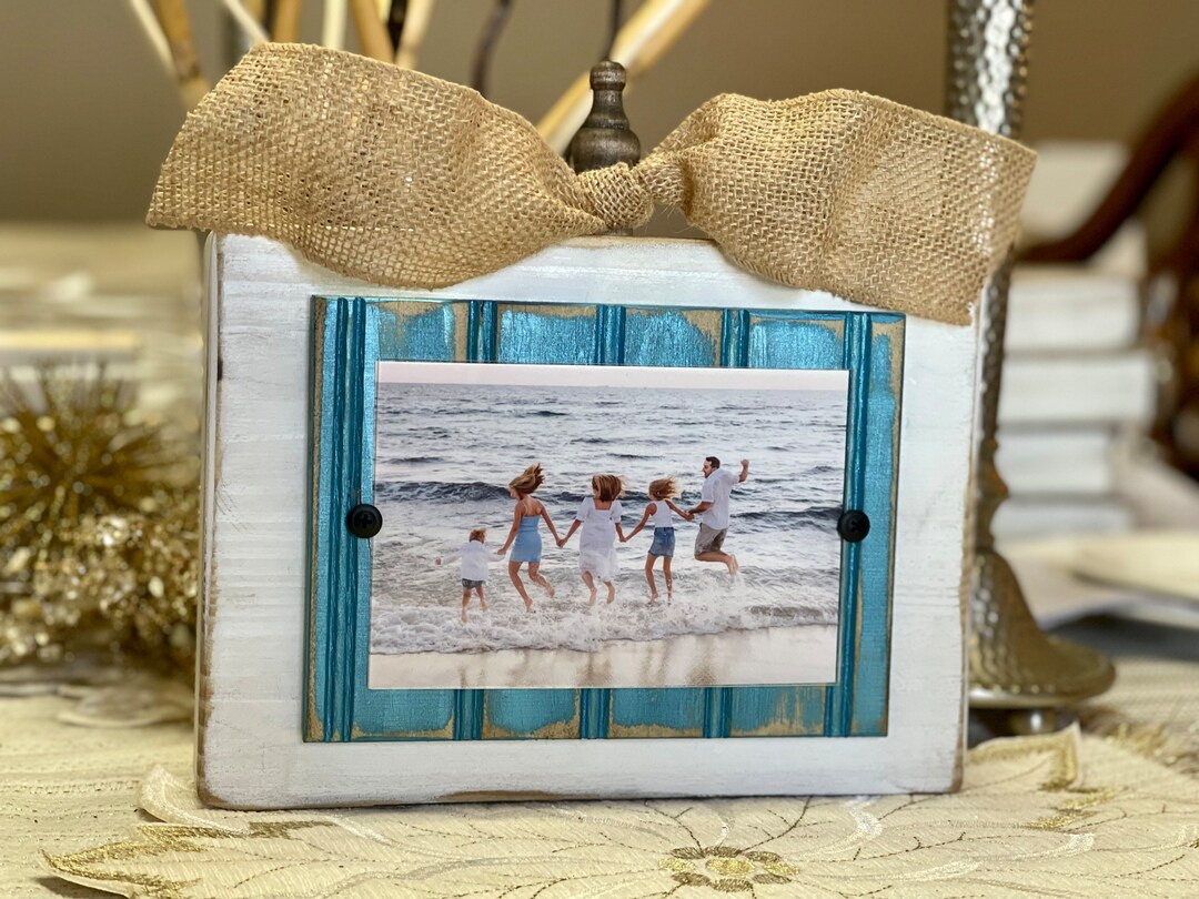 Beach Decor Picture Frame Distressed Wood Block Frame Coastal Decor - Etsy