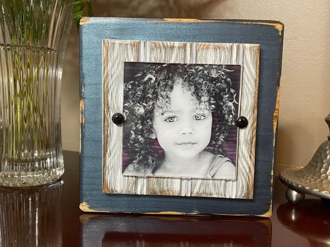 Block Picture Frame Distressed Photo Frame Home Decor Home Accent Piece ...