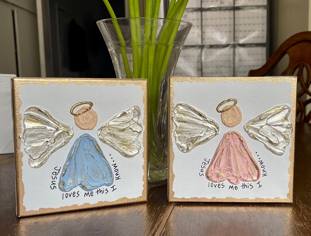 Baby Shower Gift Guardian Angel Art Baby Room Decor Jesus Loves Me - Etsy