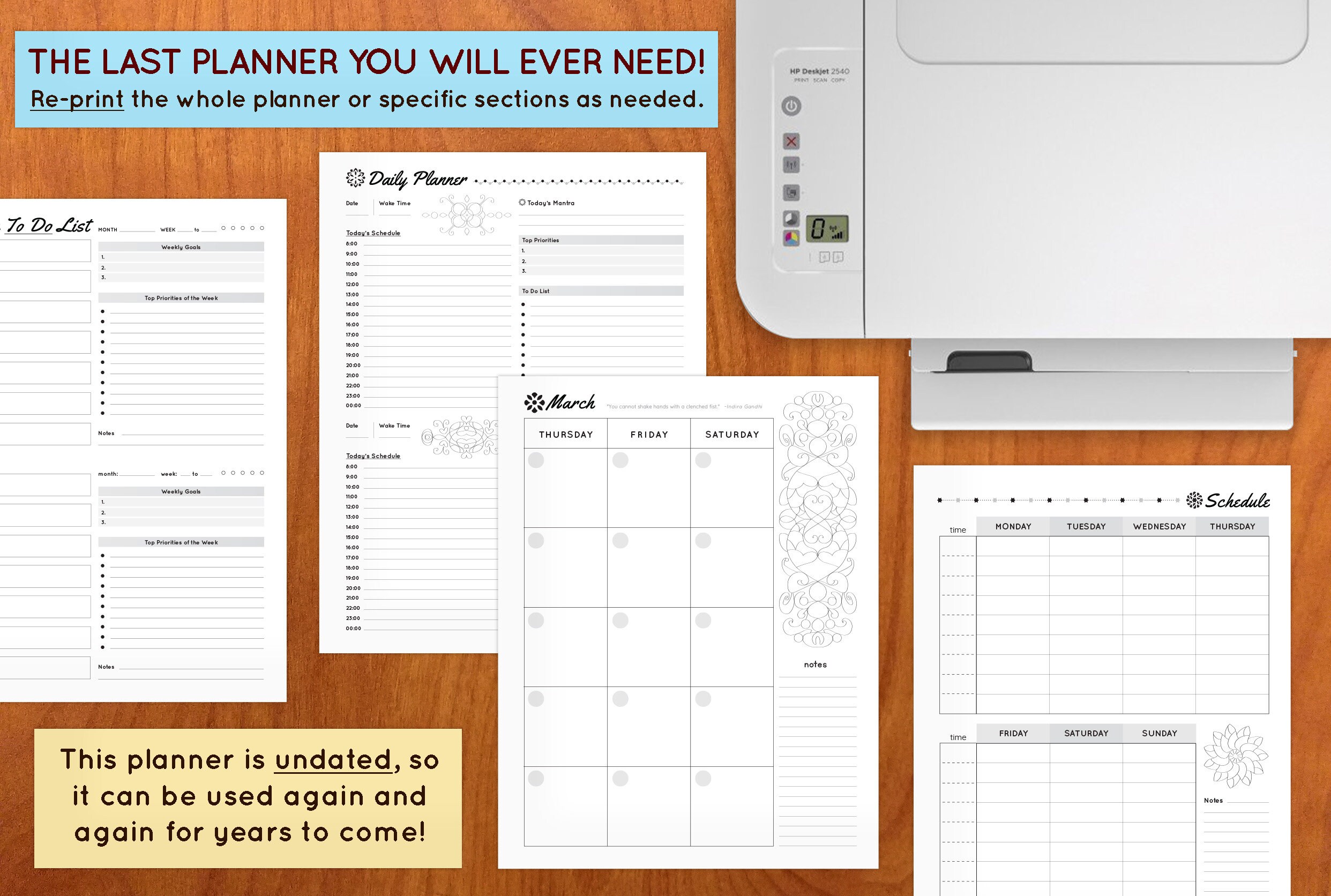 ETERNAL Coloring Planner, Printable Planner, Undated Planner, Mandala ...