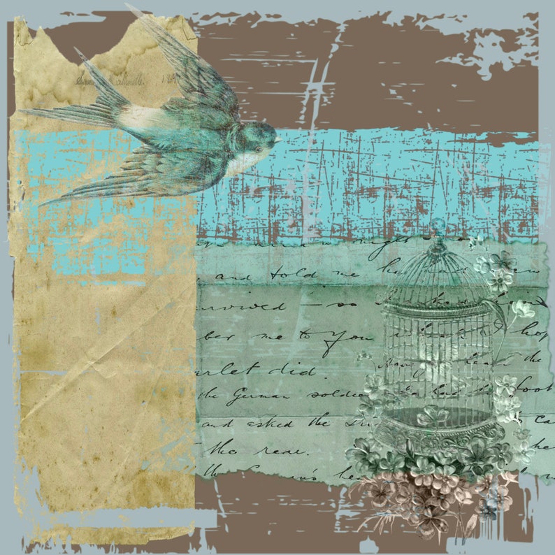 Vintage Collage Digital Printable Paper Pack Multi-coloured Scrapbook ...