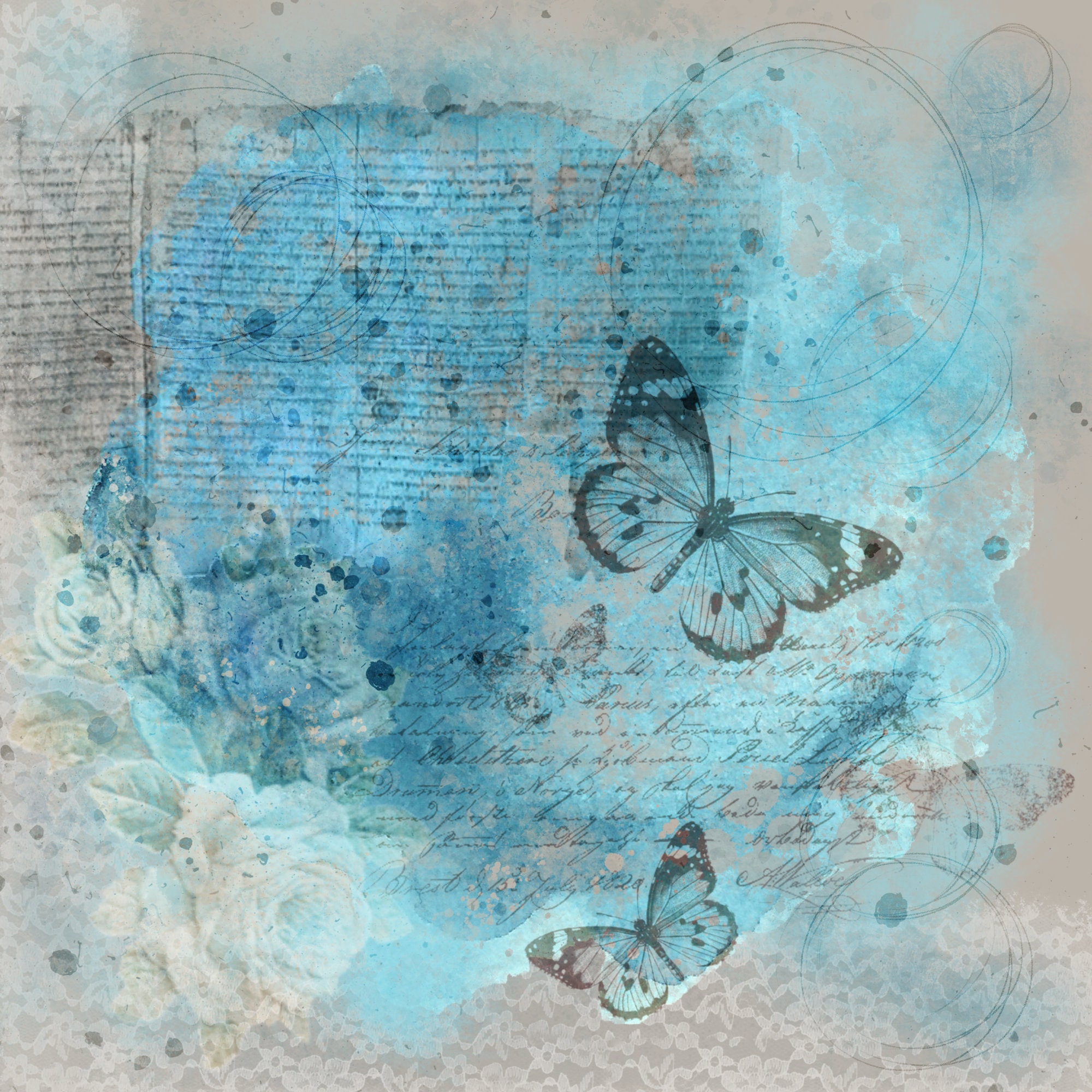 Vintage Collage Digital Printable Paper Pack Multi-coloured Scrapbook ...