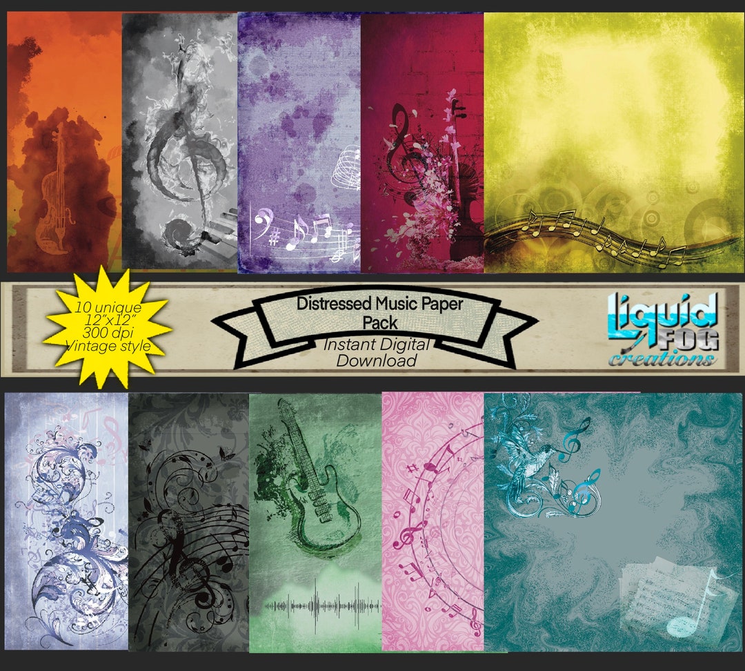 Music-themed Vintage Paper Pack – 12x12 Digital Collage Sheets for ...