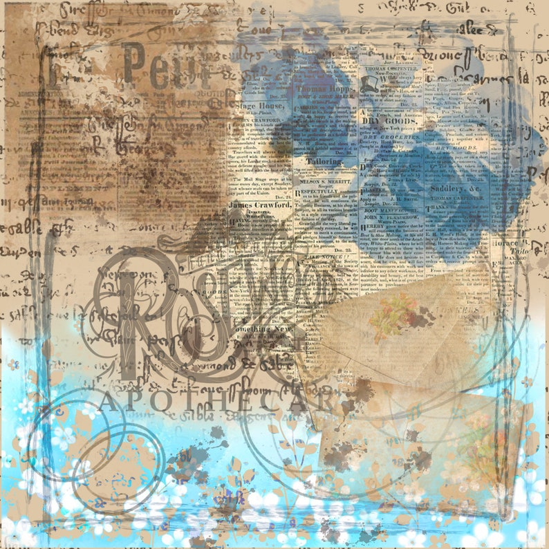 Vintage Collage Digital Printable Paper Pack Multi-coloured Scrapbook ...