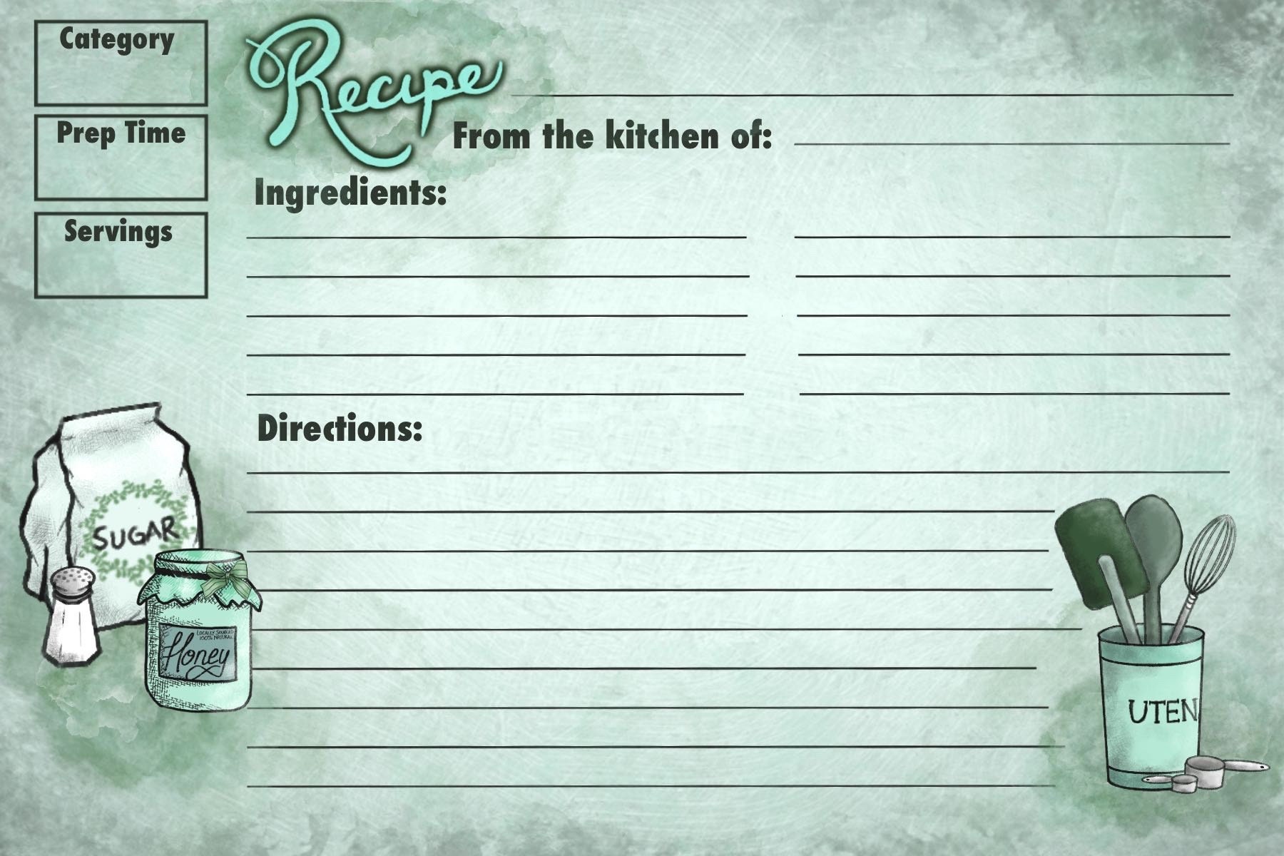 Vintage Digital Printable Recipe Cards - Multi-coloured - Scrapbook ...