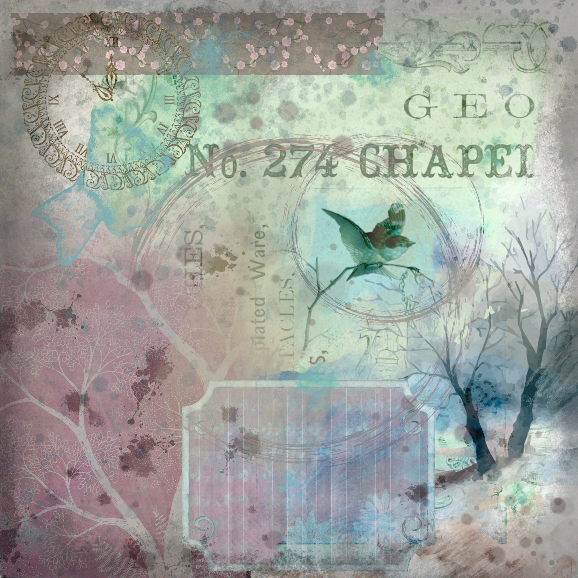 Vintage Collage Digital Printable Paper Pack Multi-coloured Scrapbook ...