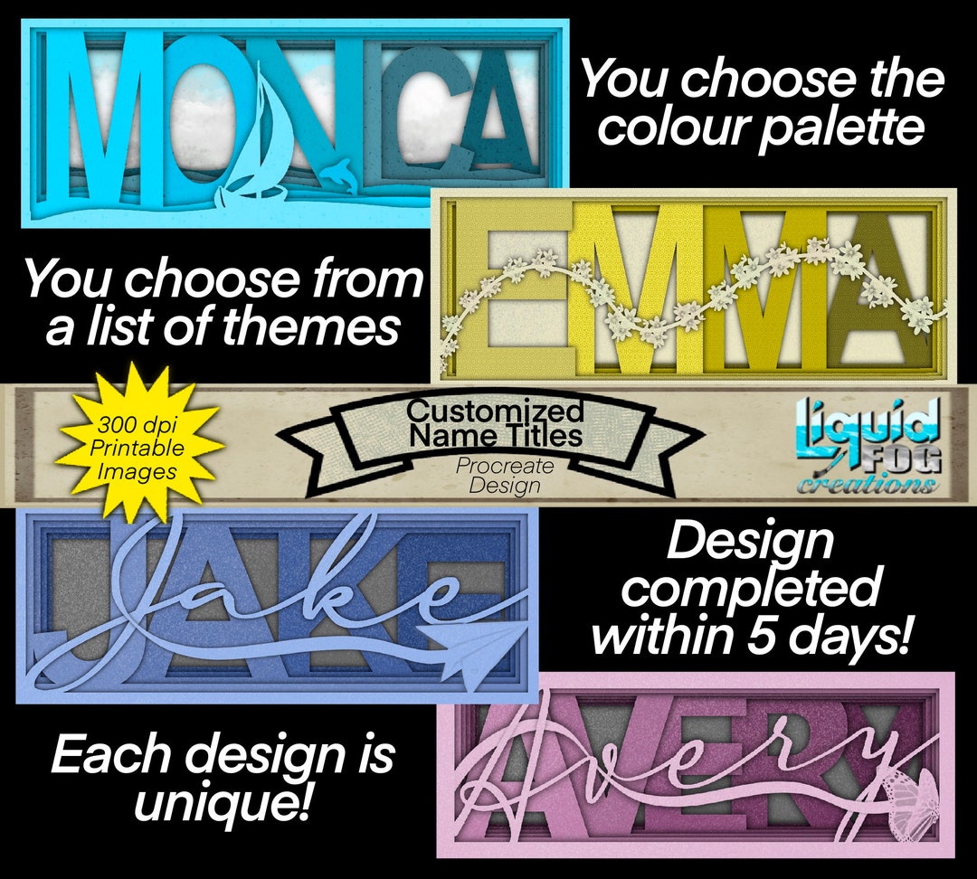 Personalized Printable Name Titles Customized Theme & Colour Digital ...