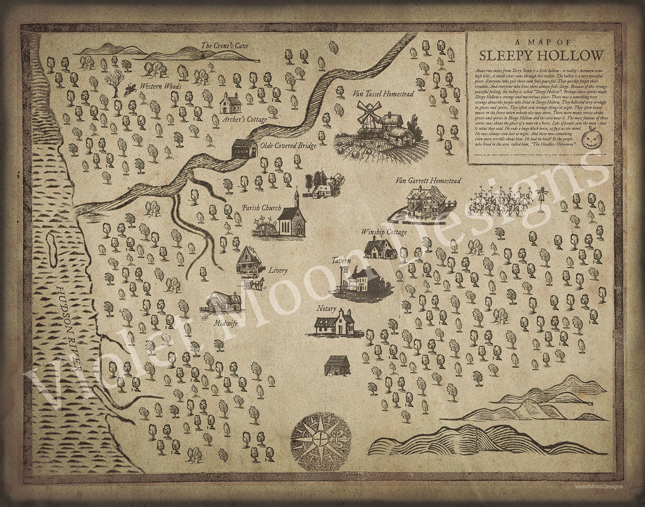 DIGITAL PRINT: Map of Sleepy Hollow 8x10 - Etsy