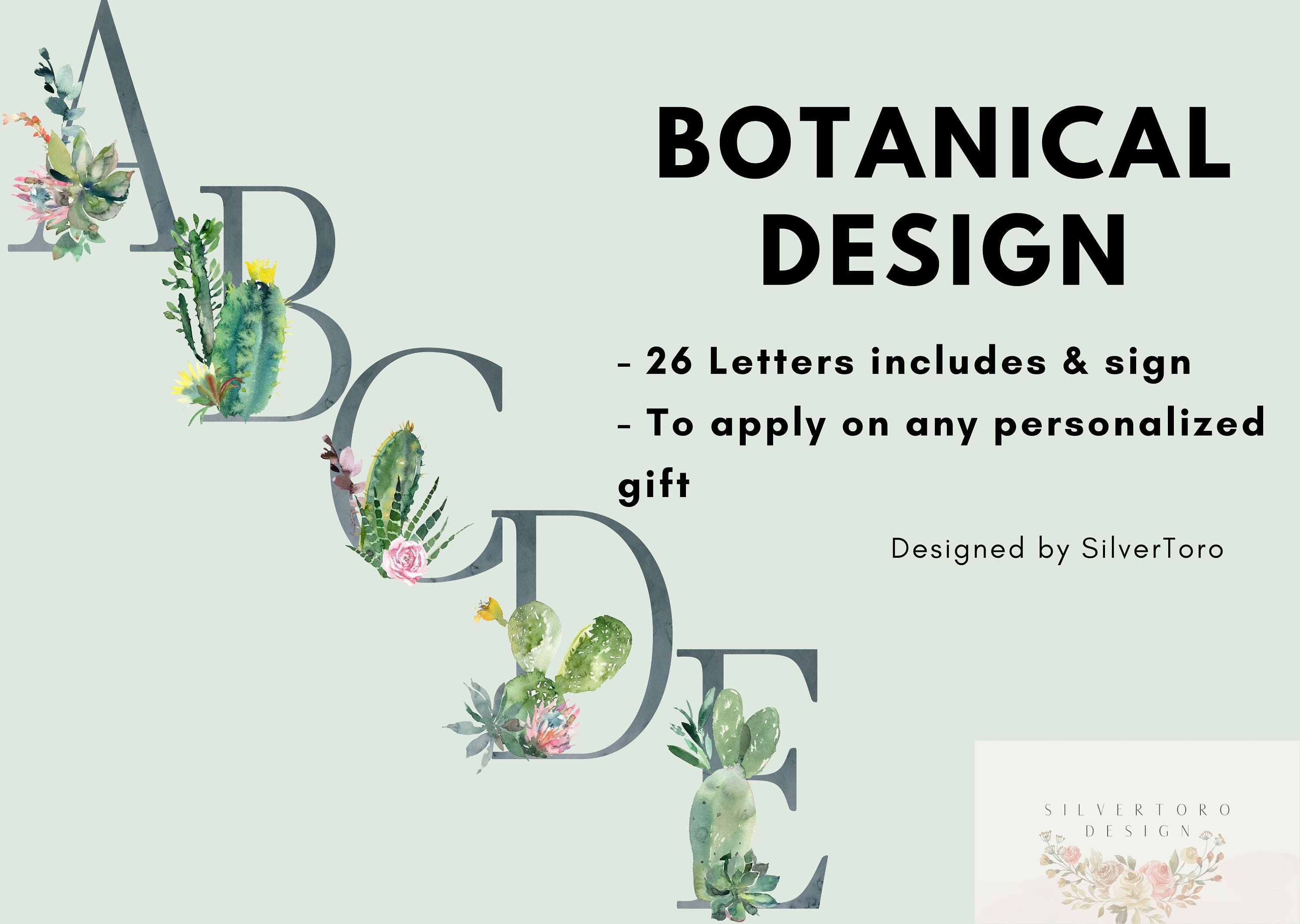Botanical Alphabet Clipart, Floral Alphabet, Alphabet Clipart ...