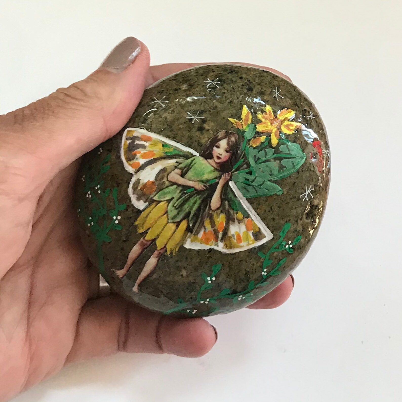 Fairy Art Rock Hand Painted Rocks Fairy Art Rock Fairy Garden | Etsy