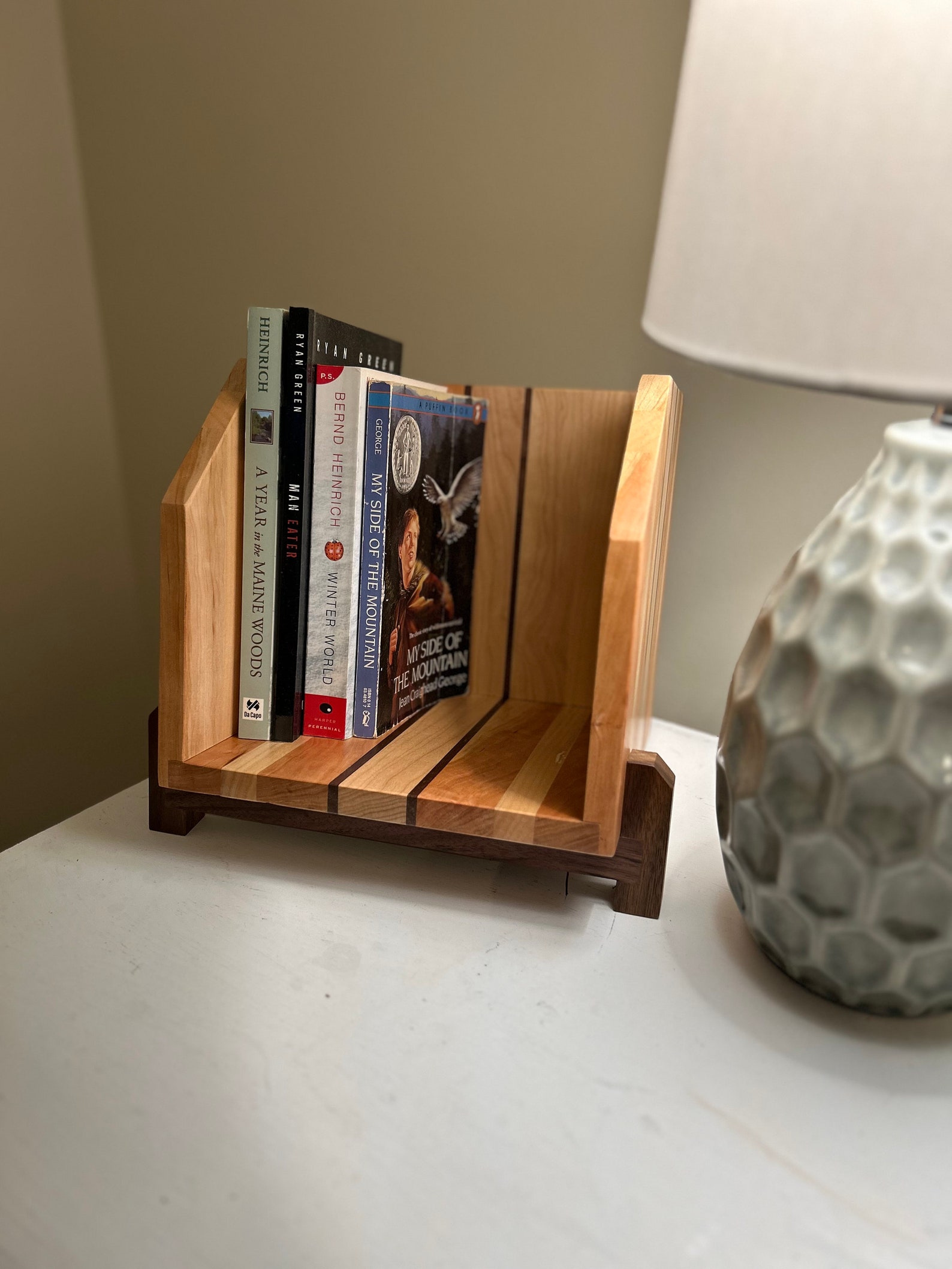 Handmade Hardwood Book Box: Modern Book Nook, Kitchen Cookbook Storage ...